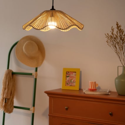 Lámpara de techo de papel trenzado beige y negro D.40 cm Hermosa ...