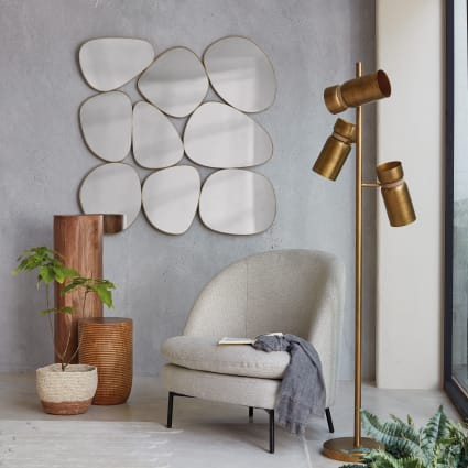 Macetero de fibra vegetal beige y camello Alt.23 cm | Maisons du Monde