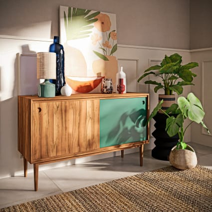 Madia a 2 ante verde pino e marrone 120 cm Ikat | Maisons du Monde