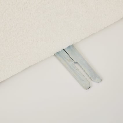 Méridienne droite pour canapé modulable tissu écru effet laine bouclée ...