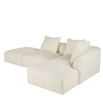 Méridienne droite pour canapé modulable tissu écru effet laine bouclée ...