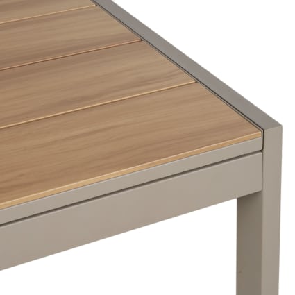 Mesa de exterior extensible de aluminio efecto madera y gris topo para ...