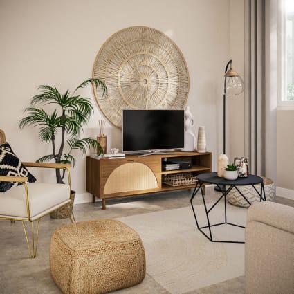 Mobile TV vintage con fibra vegetale lung. 140 cm Tarifa | Maisons du Monde