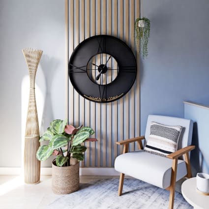 Orologio da parete in vetro e metallo nero con tappi di sughero Ø 91 cm ...