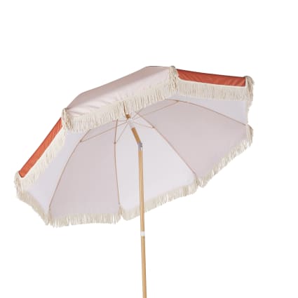 Parasol 2x2m en aluminium imitation bois et toile en polyester recyclé ...