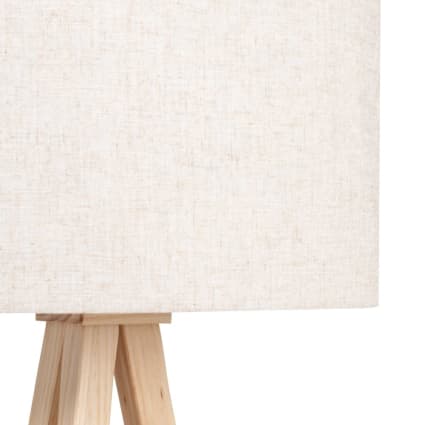 Piantana in legno di pino beige con paralume in lino riciclato alt ...