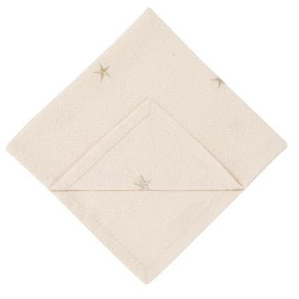 Set de 4 servilletas de algodón orgánico crudo con estrellas bordadas ...