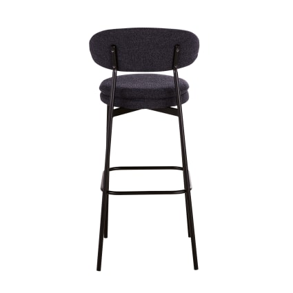 Set di 2 sedie da bar in acciaio nero e tessuto bouclé grigio-blu scuro ...