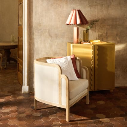 Sideboard mit zwei Türen in Ockergelb mit gewellten Kanten, 90 cm ...