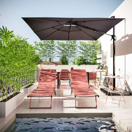 Sombrilla con brazo lateral profesional de aluminio con pata de tela de ...