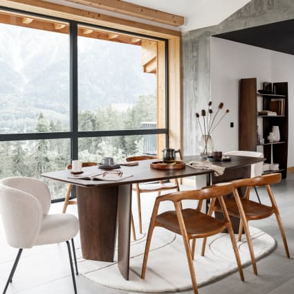 Tappeto ovale taftato con motivi écru e dorati 140x200cm BERNON ...