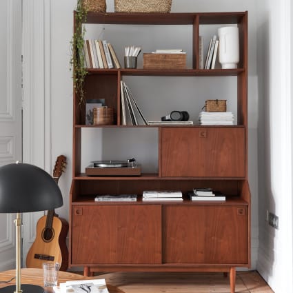 Vintage gedeconstrueerde boekenkast met 2 bruine deuren, L123 Griffith ...