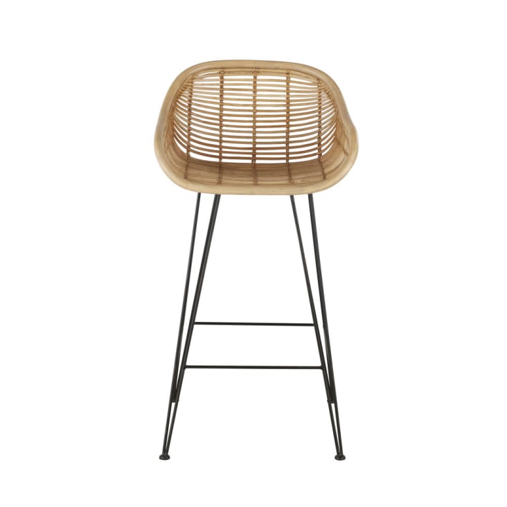 2 Barstühle aus Rattan und schwarzem Stahl, H76cm Pitaya | Maisons du Monde