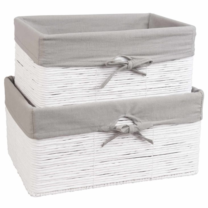 2 witte manden van gevlochten papier | Maisons du Monde