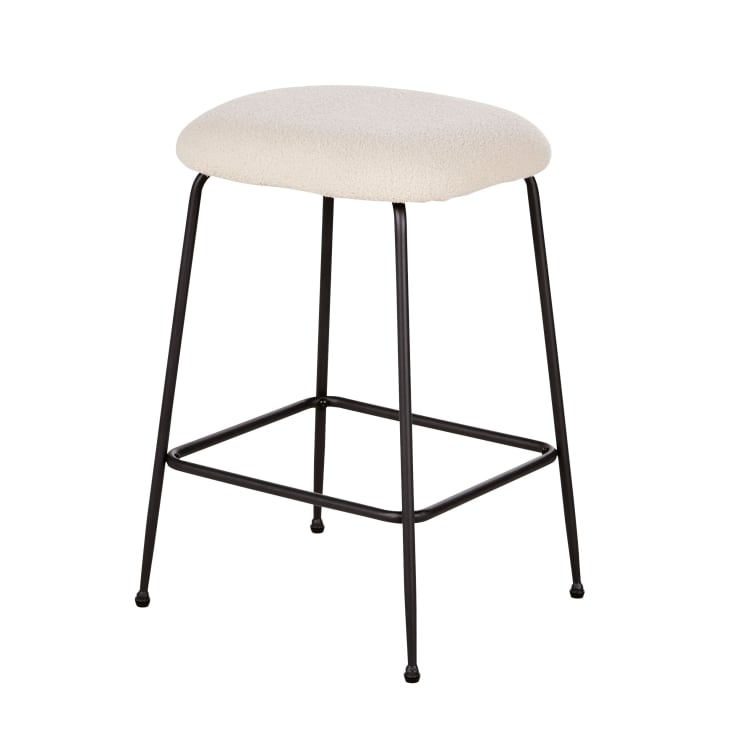 2er Set Barhocker mit mit Bouclé-Bezug, ecru und schwarz H65cm Kate | Maisons du Monde