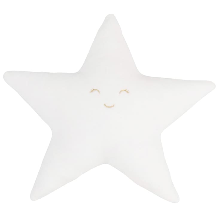 Almofada bordada em forma de estrela branca e dourada 33x33 Saint Malo ...