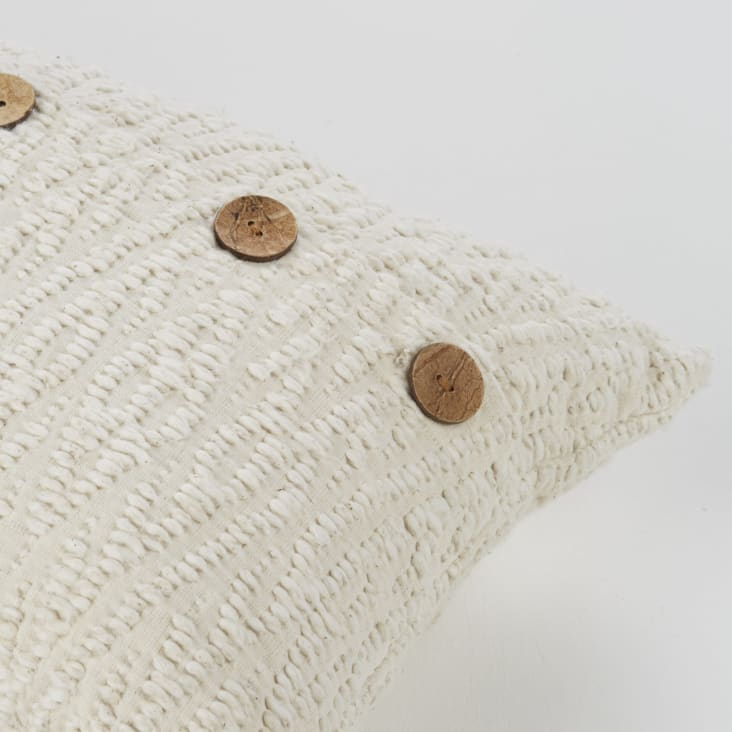 Almofada em tecido de algodão biológico jacquard cru com botões em ...