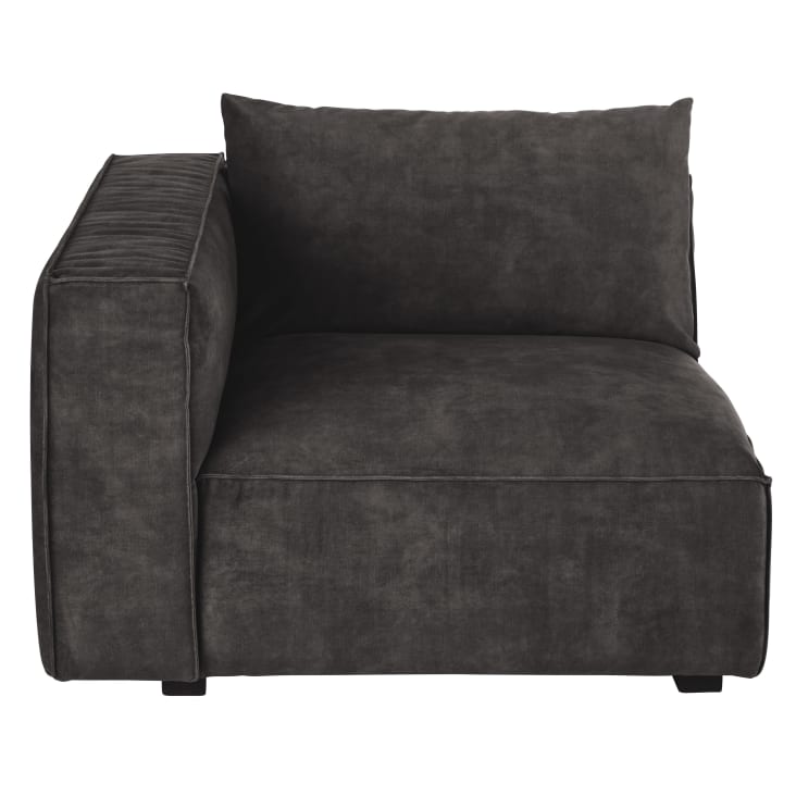 Armlehne links für modulares Sofa aus marmoriertem Samt, dunkelgrau ...