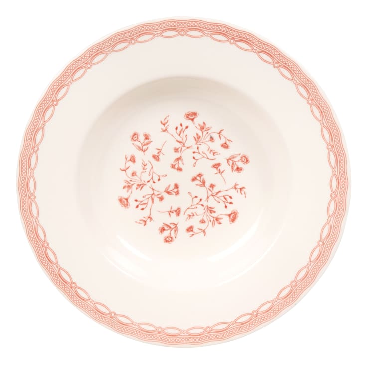 Assiette creuse en céramique blanche motifs floraux rouges Juliette ...