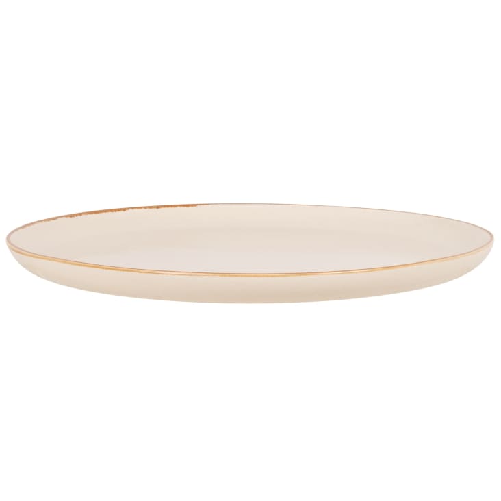 Assiette de présentation en céramique blanche et liseré marron Luciole ...