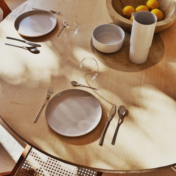 Assiette de présentation en céramique blanche et liseré marron Luciole ...