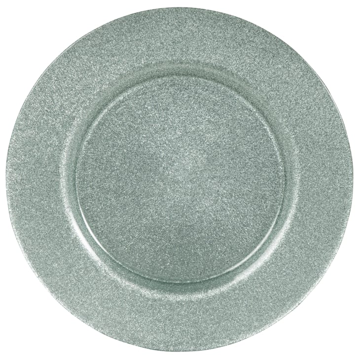 Assiette de présentation en verre vert à paillettes Glitter | Maisons ...