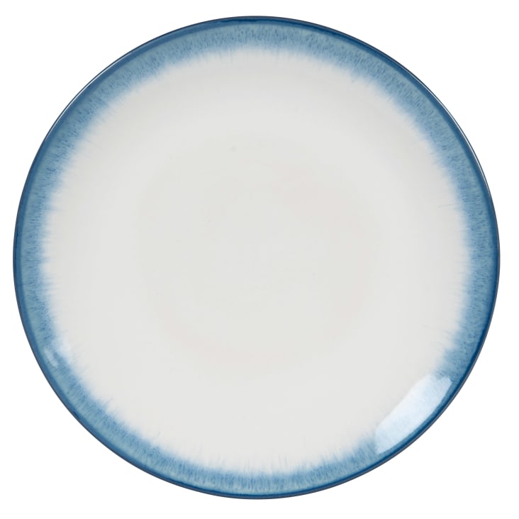 Assiette plate en céramique blanche et bleue Milo | Maisons du Monde