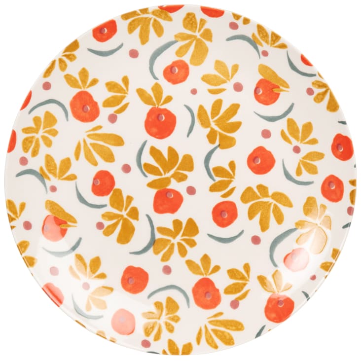 Assiette plate en grès motifs floraux multicolores Alanna | Maisons du ...