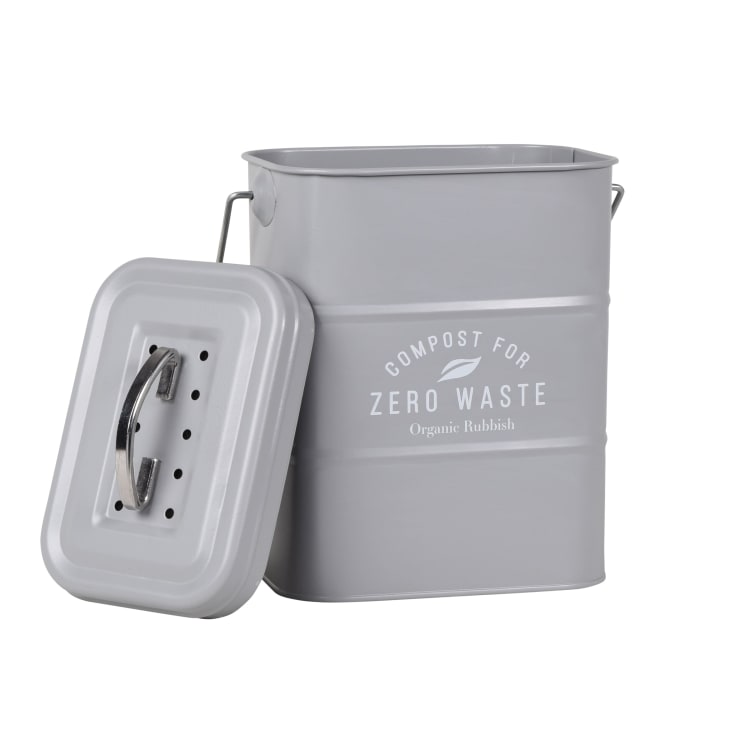 Balde de compostagem em metal cinzento e Schima A24 | Maisons du Monde