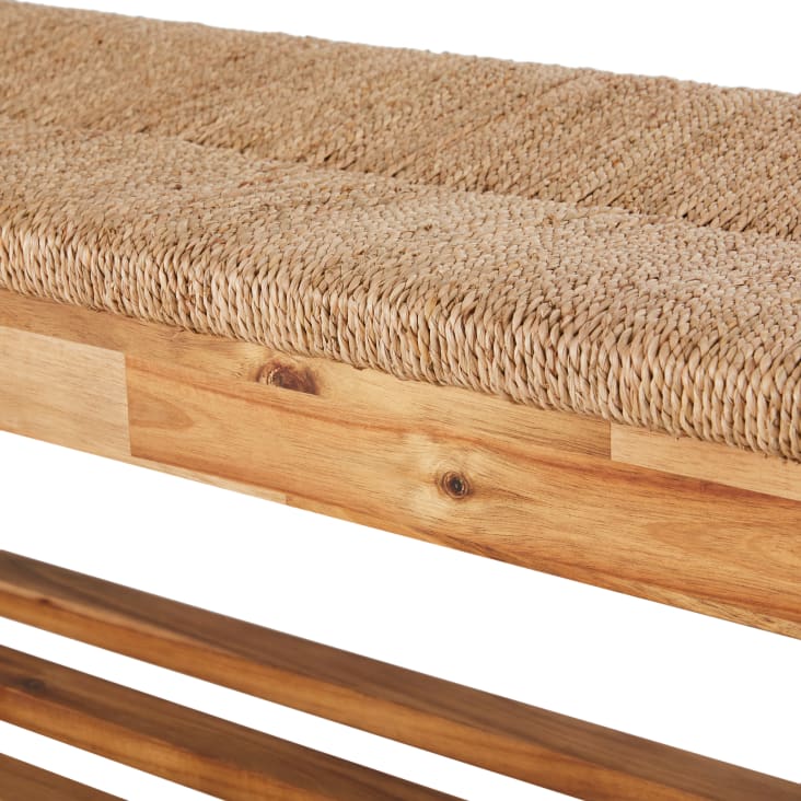 Banco de madera de acacia y junco de mar trenzado Pedro | Maisons du Monde