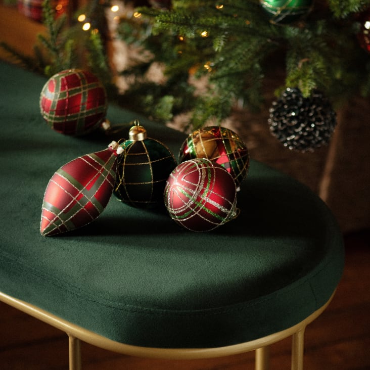 Bank van groen fluweel en goudkleurig metaal | Maisons du Monde