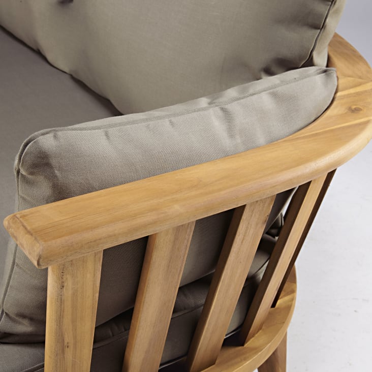 Banquette De Jardin 2 3 Places En Acacia Massif Et Coussins Taupe