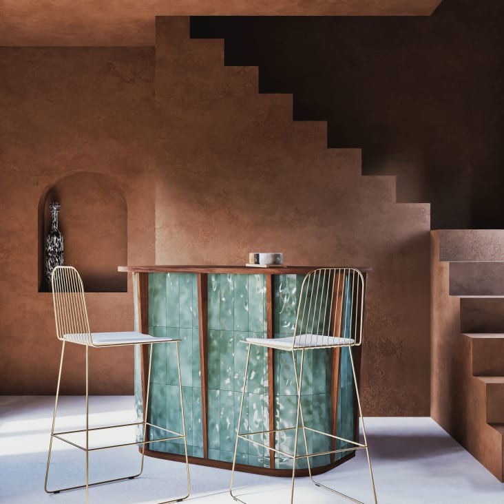 Seconde chance - Bar 1 porte en carrelage effet zellige vert Alya - État satisfaisant | Maisons ...