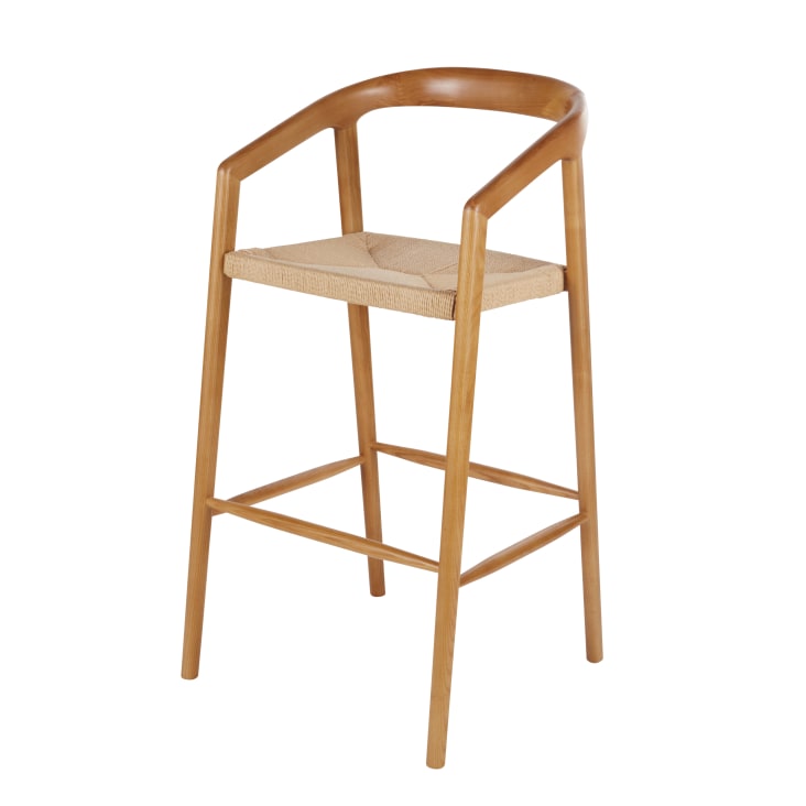 Barstoel in essenhout en vlechtwerk H76 Mangrove | Maisons du Monde