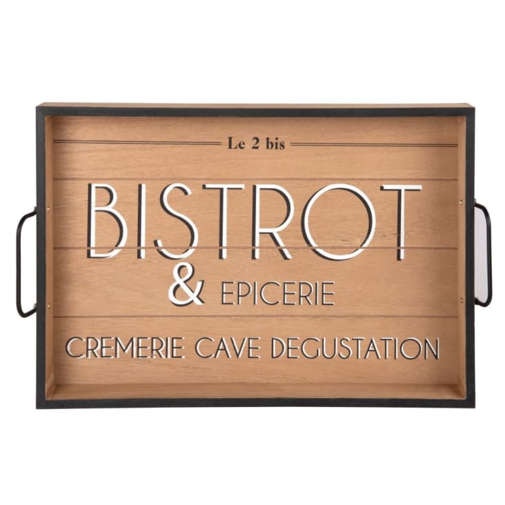 Beige en zwart metalen dienblad met handvaten BRASSERIE | Maisons du Monde