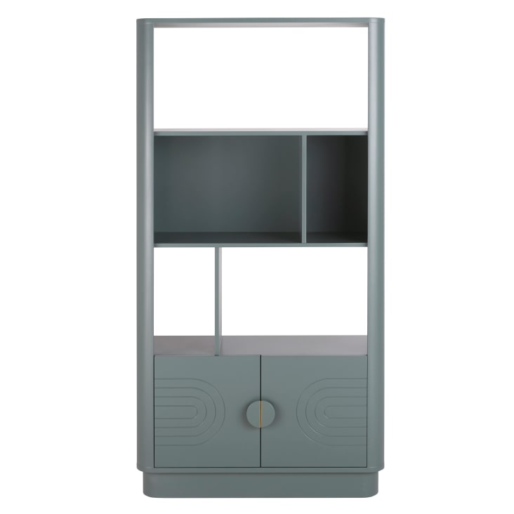 Bibliothèque 2 portes 2 niches vert ardoise Arckos | Maisons du Monde