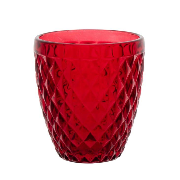 Bicchiere in vetro rosso effetto diamante Diamant | Maisons du Monde