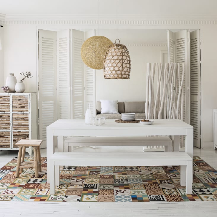 Biombo blanco de teca An. 87 cm JUNGLE Jungle | Maisons du Monde