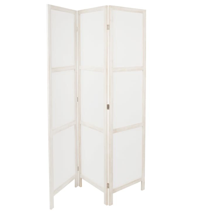Biombo de madeira de paulownia branco Plaisance | Maisons du Monde