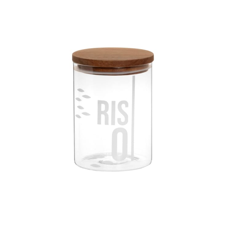 Bocal à riz en verre transparent et bois d'acacia | Maisons du Monde