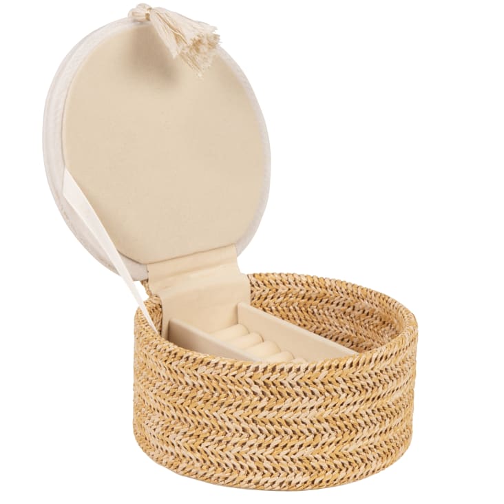 Boîte à bijoux ronde et couvercle brodé Eliza | Maisons du Monde