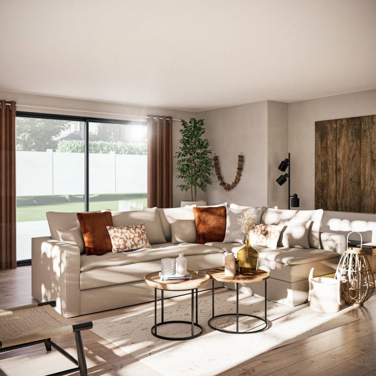 Bout de canapé industrielle en bois de manguier et métal noir Impana ...