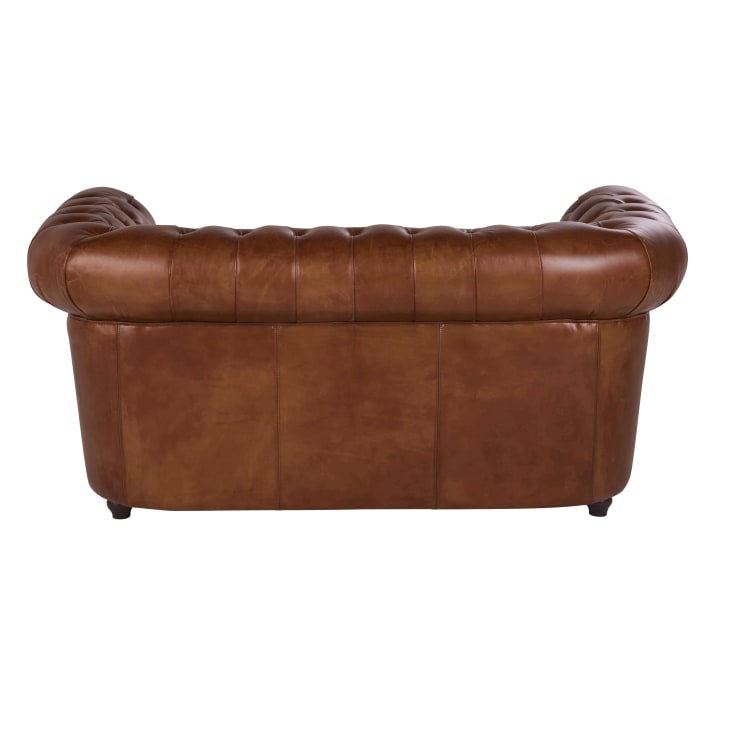 Bruine leren gestoffeerde 2-zetel Chesterfield | Maisons du Monde