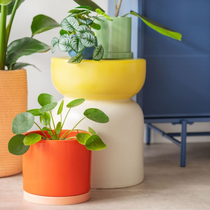 Cache-pot en faïence rouge et rose H19 MARIZA | Maisons du Monde