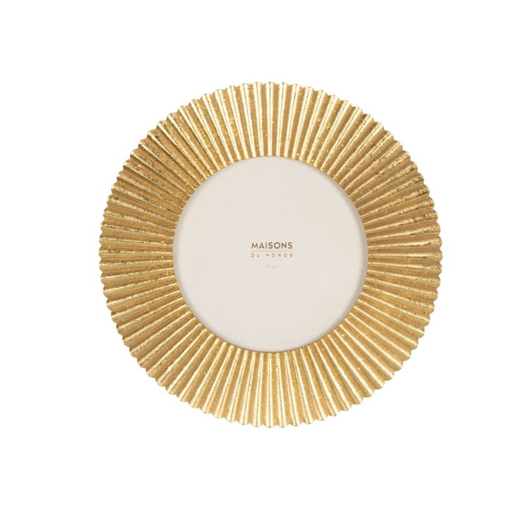 Cadre photo rond gravé en résine dorée D13 Adele | Maisons du Monde