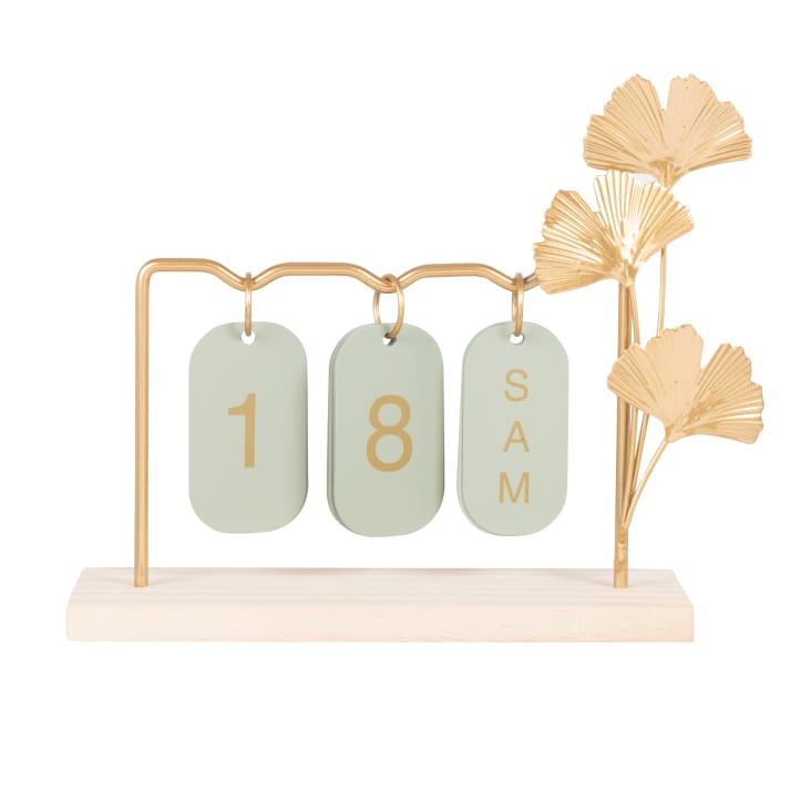 Calendrier perpétuel en fer doré et vert GINKO | Maisons du Monde