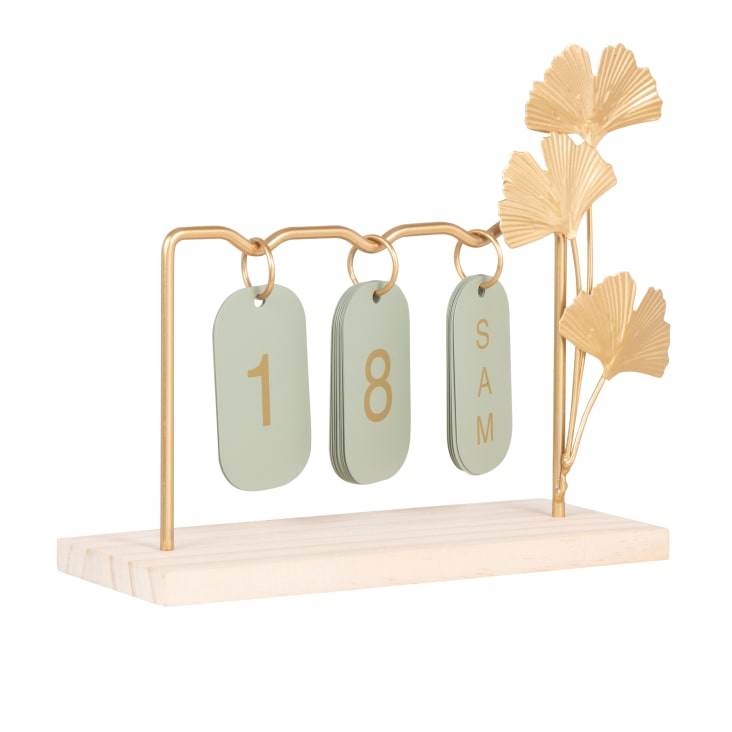 Calendrier perpétuel en fer doré et vert GINKO | Maisons du Monde