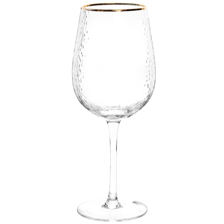 Calice in vetro martellato trasparente con bordo dorato | Maisons du Monde