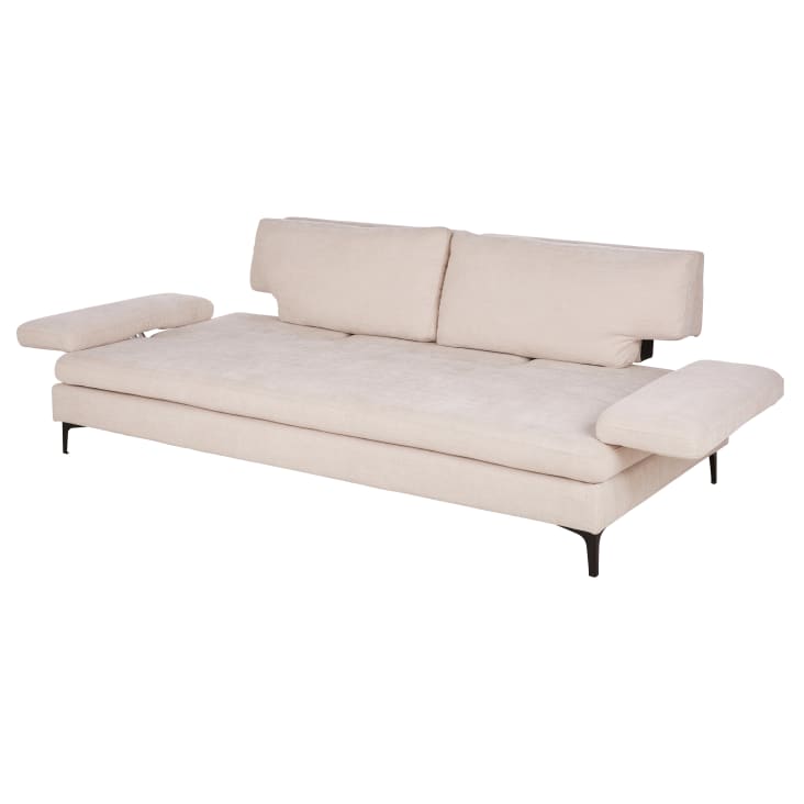 Canapé 3 places dossier avance-recule en textile velouté bleu nuit ...