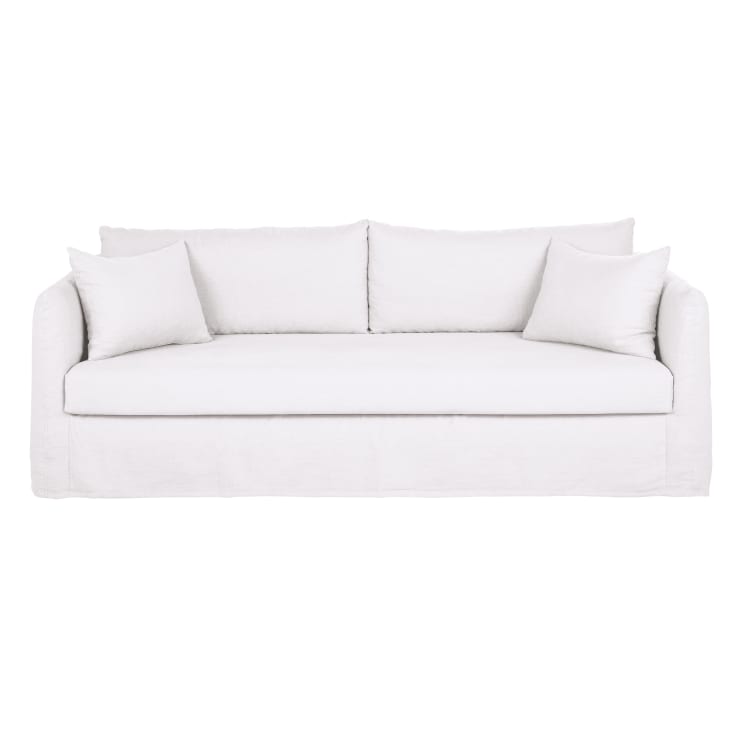Canapé 3 places en lin blanc Paul | Maisons du Monde